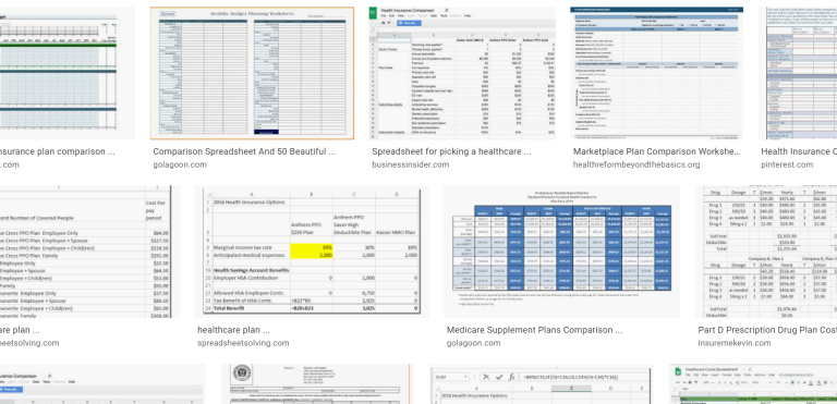 Health Insurance Plan Comparison Spreadsheets – Things I wish I knew ...